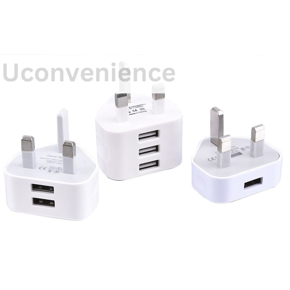 3 Pin Uk 2A Fast Charger Fast Charging Adapter Dual USB Port Phone Wall ...