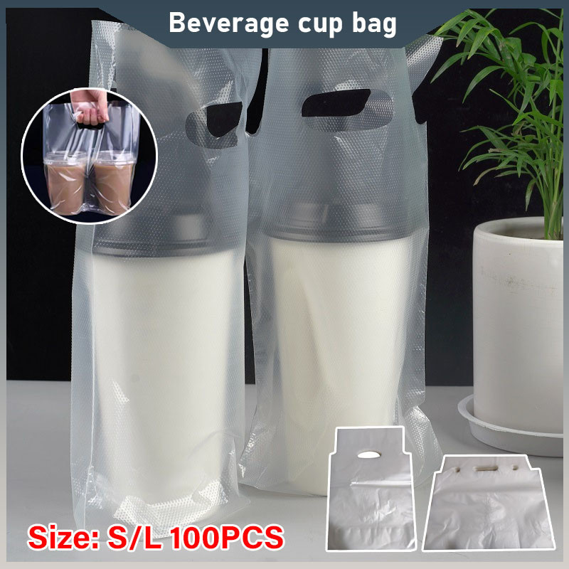 100PCS Coffee Drink Milk Tea Plastic Bag Disposable Single and double ...
