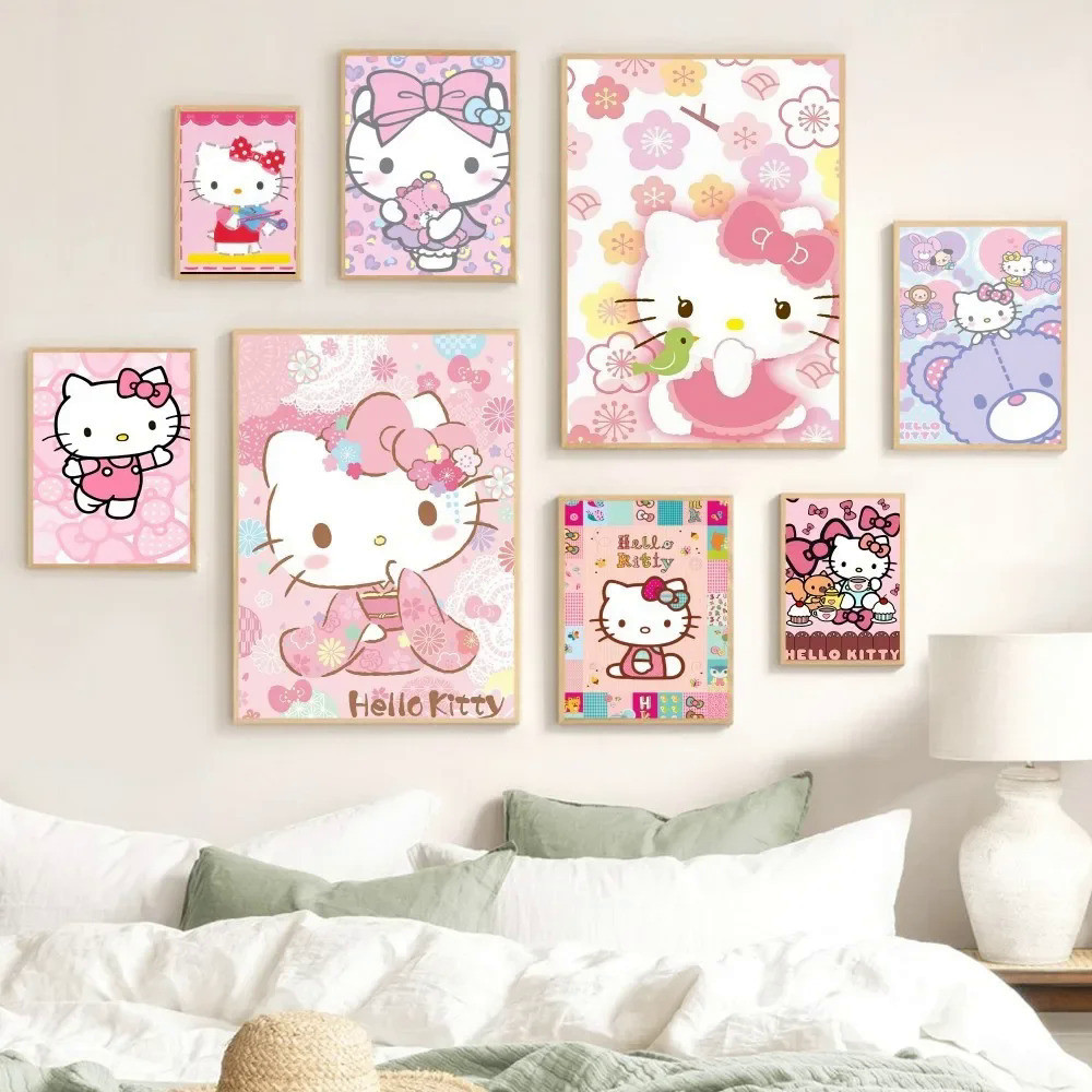 Kawaii Hello Kitty Cartoon Cute Poster Sticker Wall Hanging Painting ...