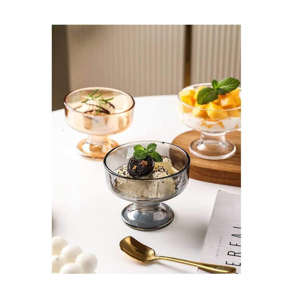 Glass Cup for Ice Cream, Desserts, Pudding, Home Use - High Footed ...