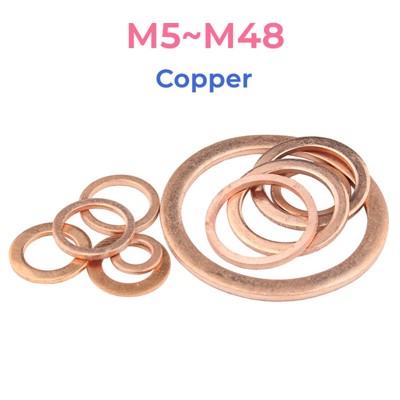 Copper Solid Washer Shim Flat Ring Gasket M5 M6 M8 M10 M12 M14 M16 M18 ...
