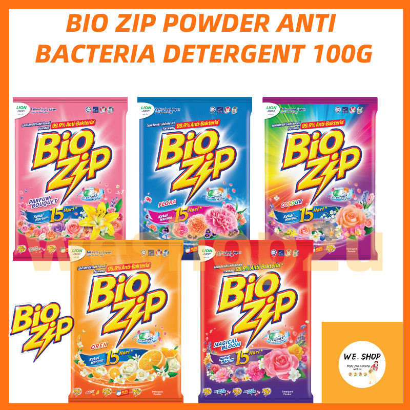 READY STOCK‼️ BIO ZIP Serbuk Pencuci Baju Anti Bakteria 100g | Detergen ...