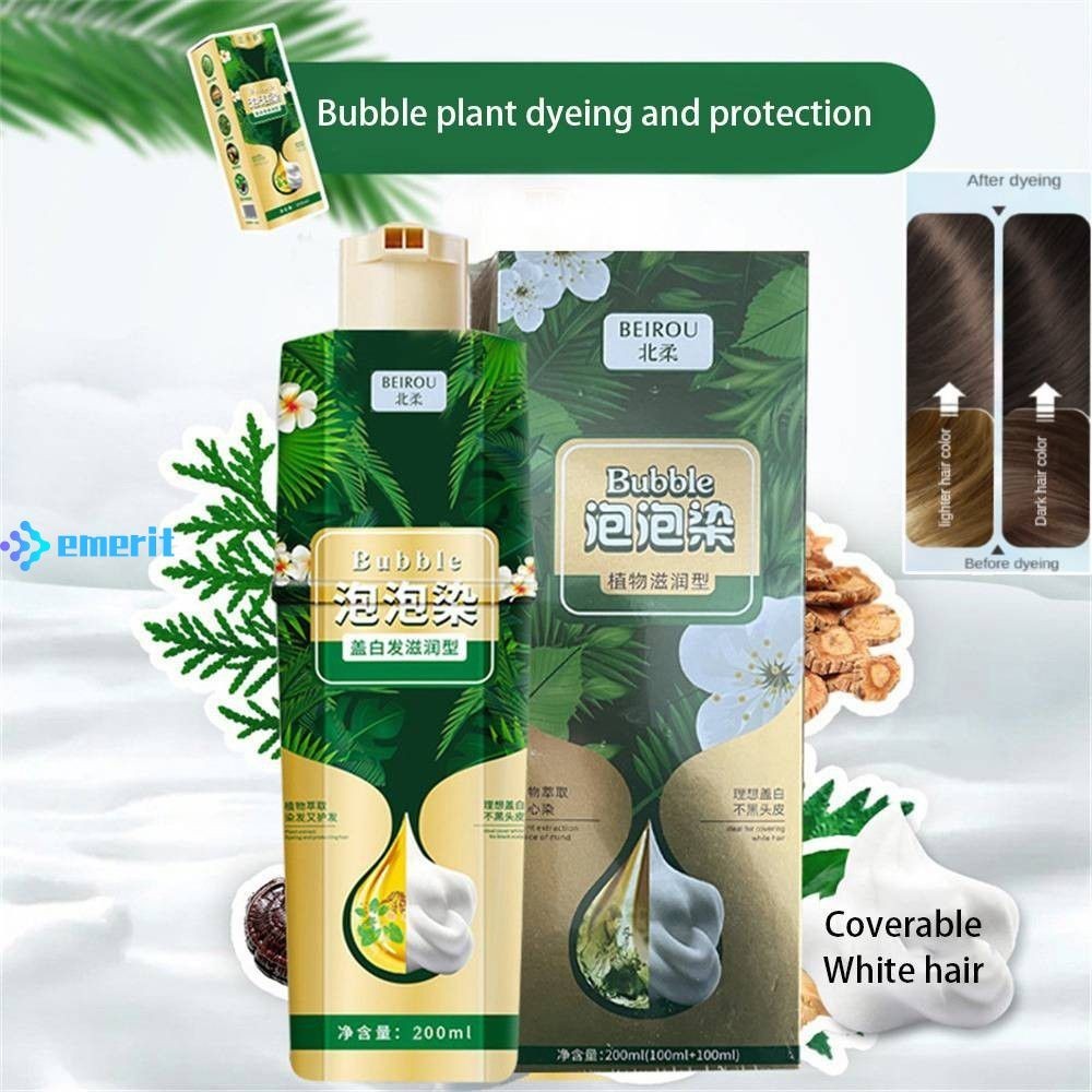BEIROU 200 ml Bubble Hair Dye Effective White Hair Darkening Shampoo ...