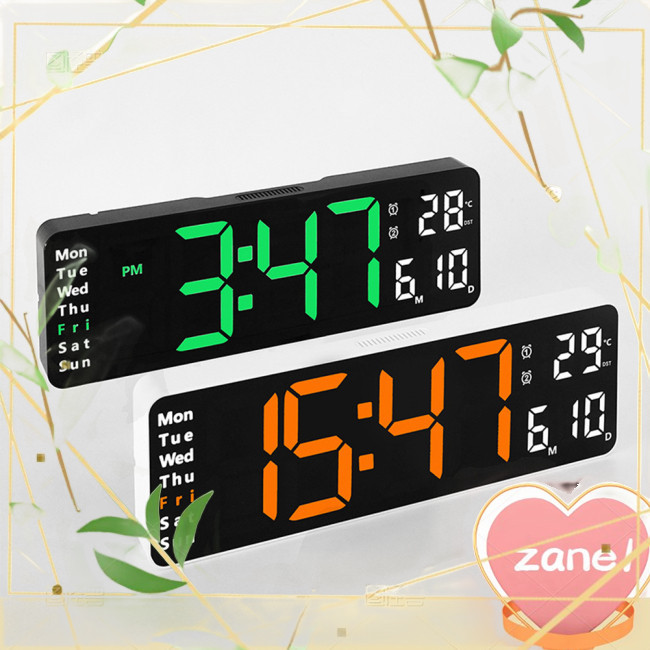 ZANE 13-inch Led Digital Alarm Clock Time Date Temperature Week Display ...