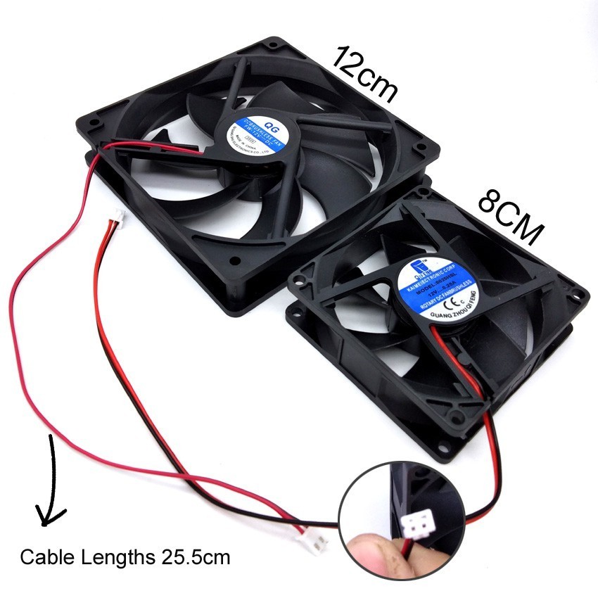 8 x 8cm / 12 x 12cm 12V 2 Pin / Molex Connector 4 Hole 4 Pin cooling ...