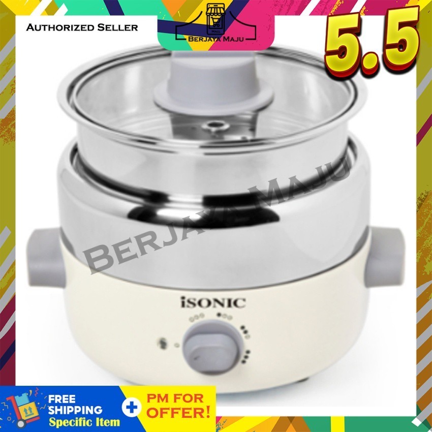 Isonic 1.2L Electric Hot Pot Multi Cooker IMC-HP1200(C/W) (Creamy White ...