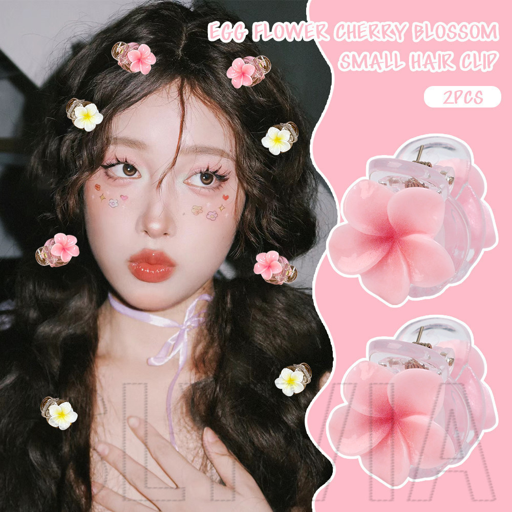 2Pcs Jelly-colored Egg Flower Hair Clamp - For Girls Daily Decoration ...