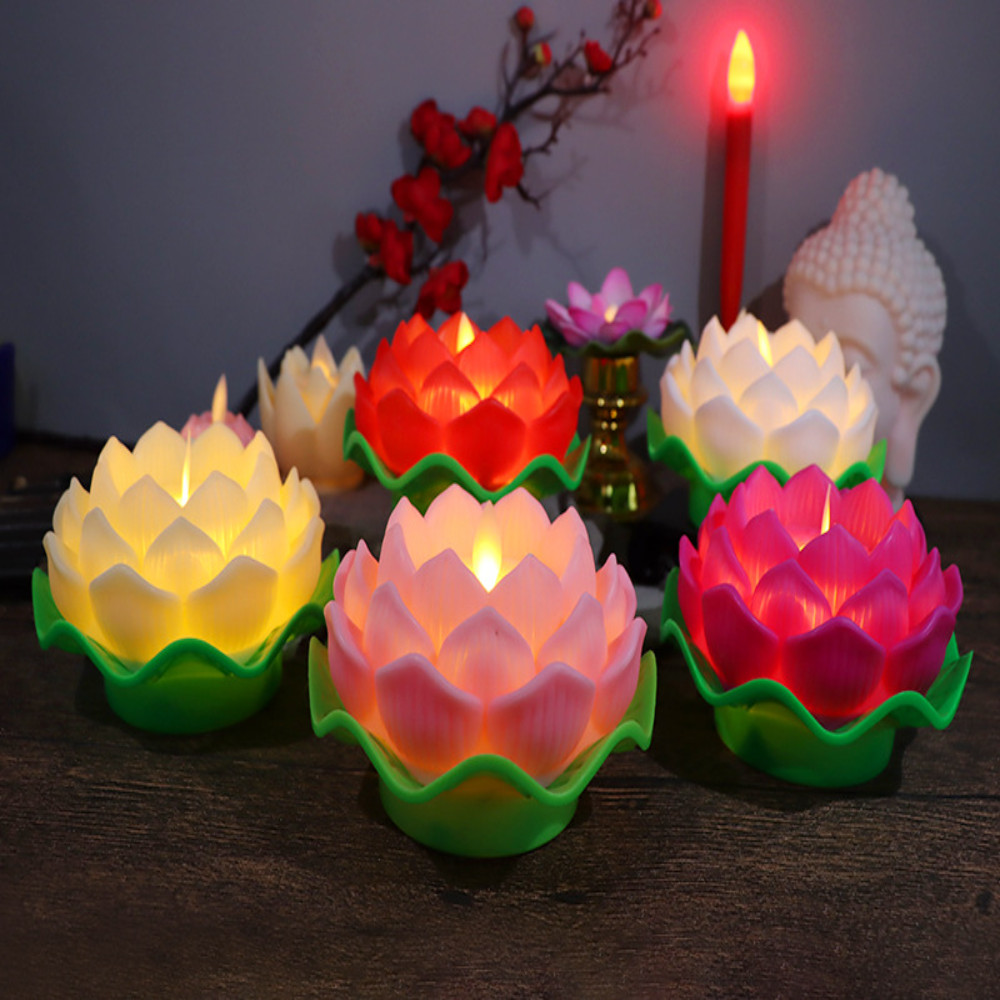 [Ready Stock] Creative Simulation Lotus Night Light Flickering Flame ...