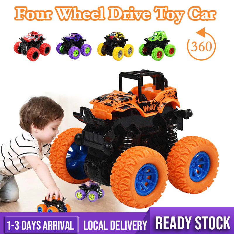 4 Wheels Monster Trucks 4WD Mountain Off-Road Big Drive Push Kids Car ...