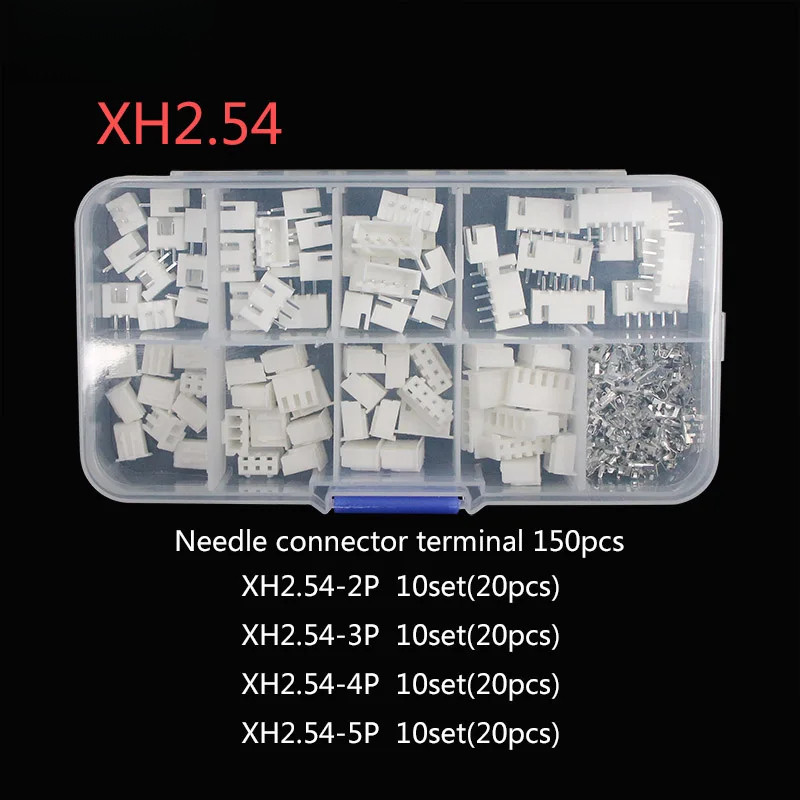 230pcs XH2.54 2p 3p 4p 5 Pin 2.54mm Pitch Terminal Kit / Housing / Pin Header JST Connector Wire ...