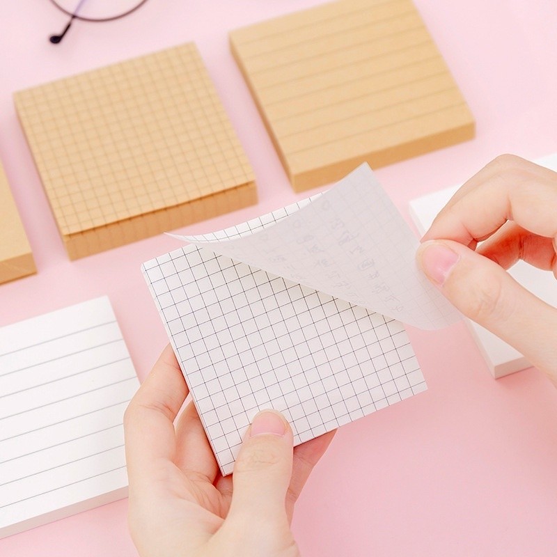 80sheet Blank Horizontal Simple Grid Line Memo pad Sticky Note Notebook ...