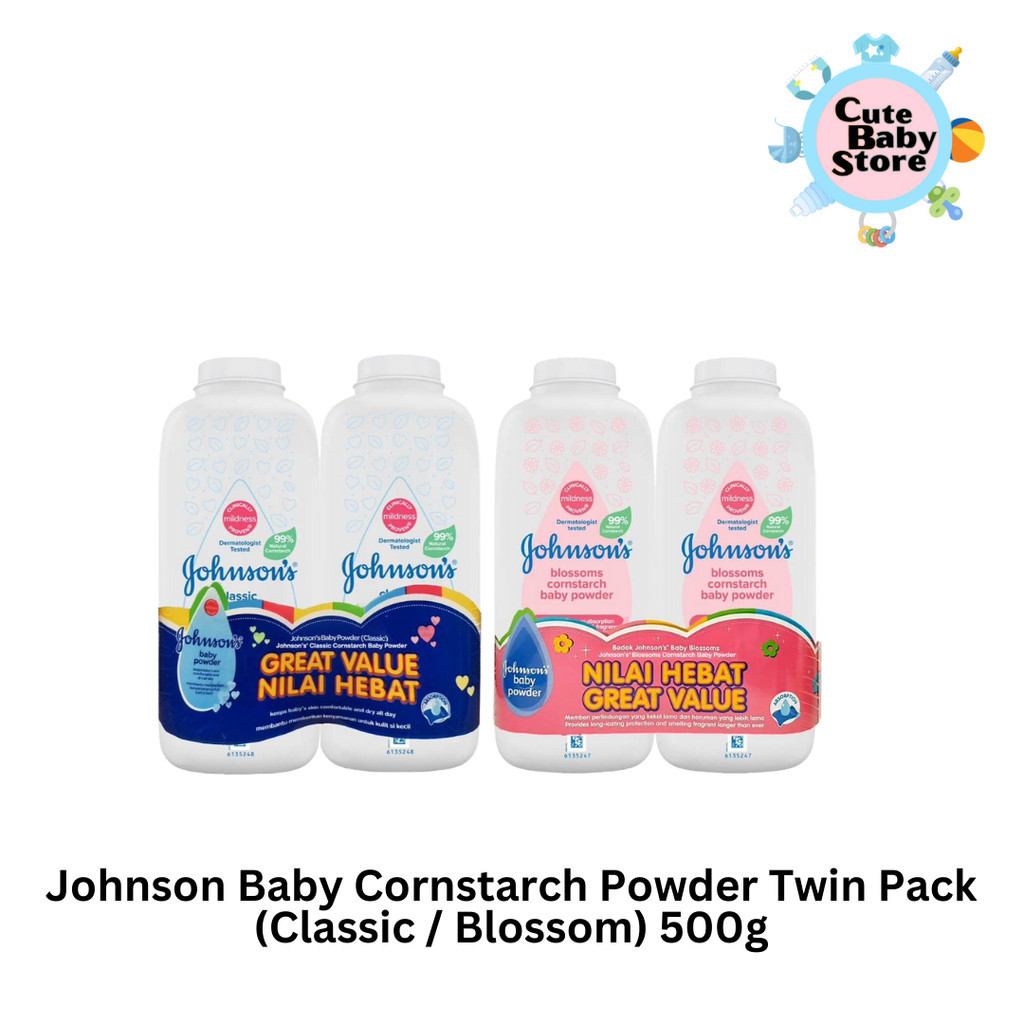 Johnson's Cornstarch Baby Powder Twin Pack (500g) [Classic / Blossom ...