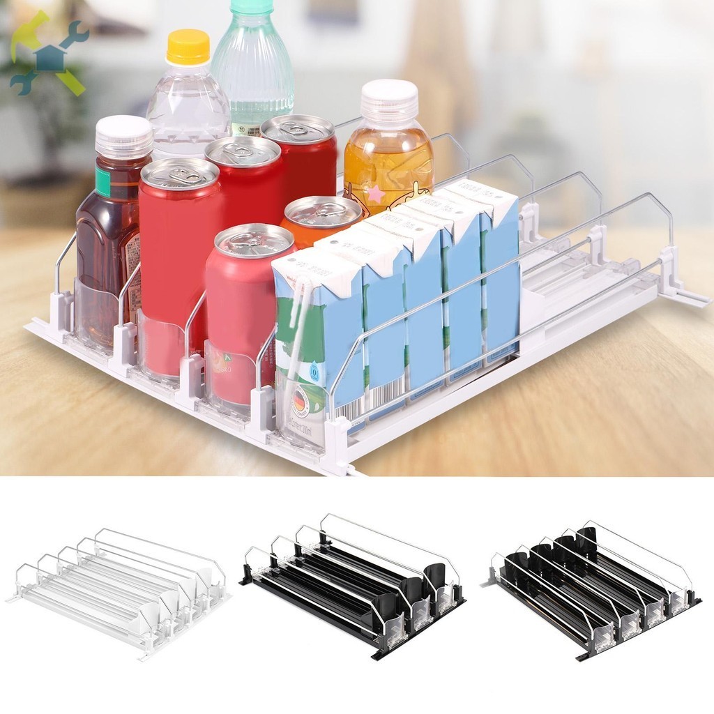 Drink Organizer for Fridge Self-Sliding Soda Can Dispenser with Locking ...