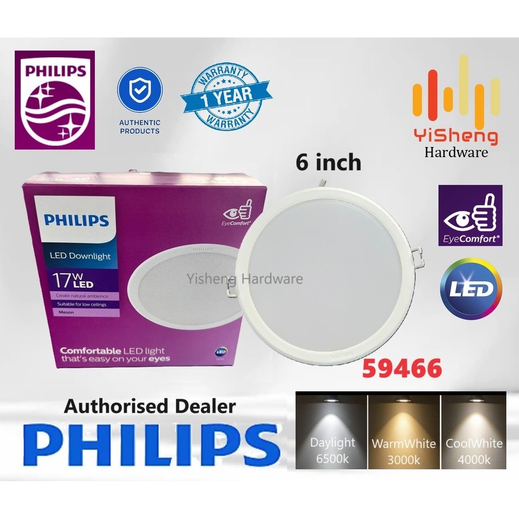 💡Lampu PHILIPS MESON 17W (150mm / 6" Round) Recessed Downlight LED ...