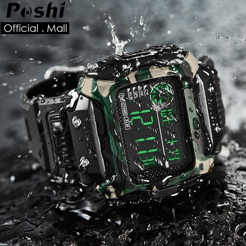 POSHI Sports Men Watch Man Waterproof Original Square Military Army ...