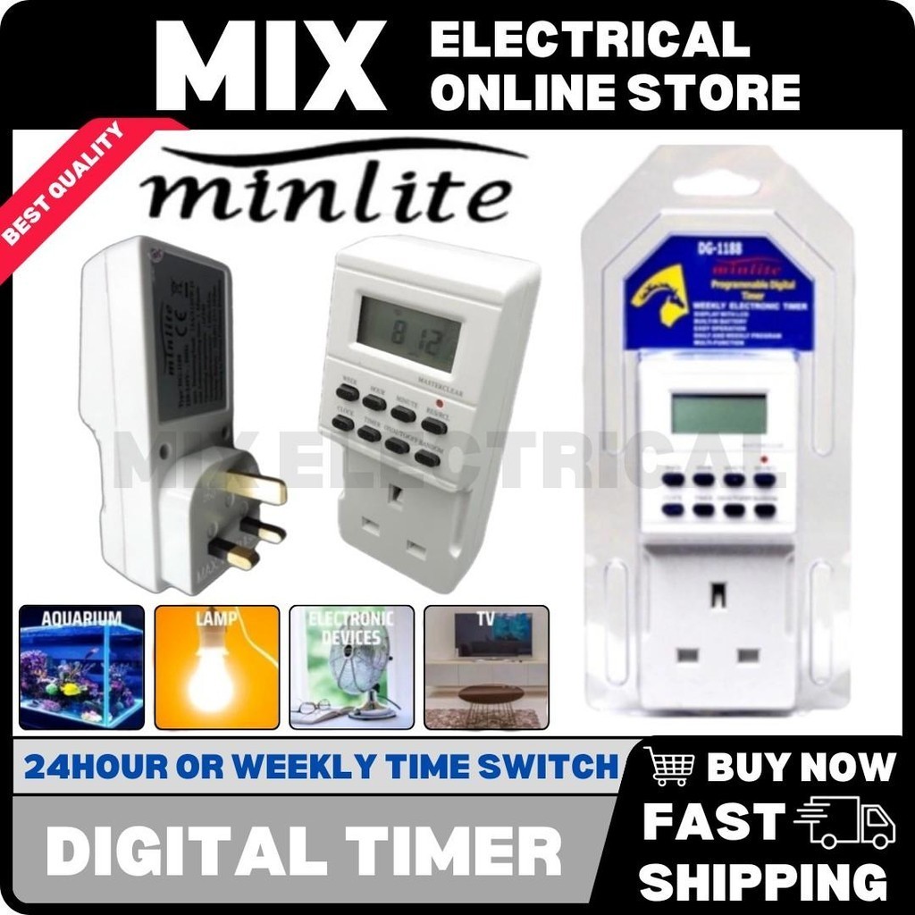 12/24 Hours/7 Days Electronic Digital Timer Switch Home Kitchen Timer ...