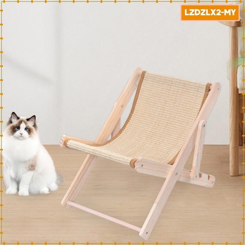 [Loviver] Cat Lounge Bed Elevated Cat Bed,Adjustable Wooden Cat Beach ...