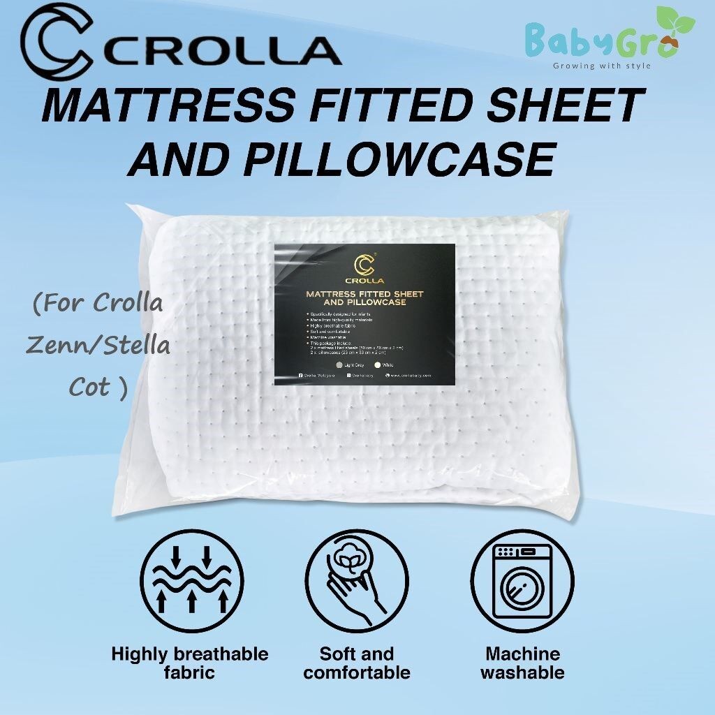 Crolla Mattress Fitted Sheet and Pillowcase (Crolla Zenn & Stella ...