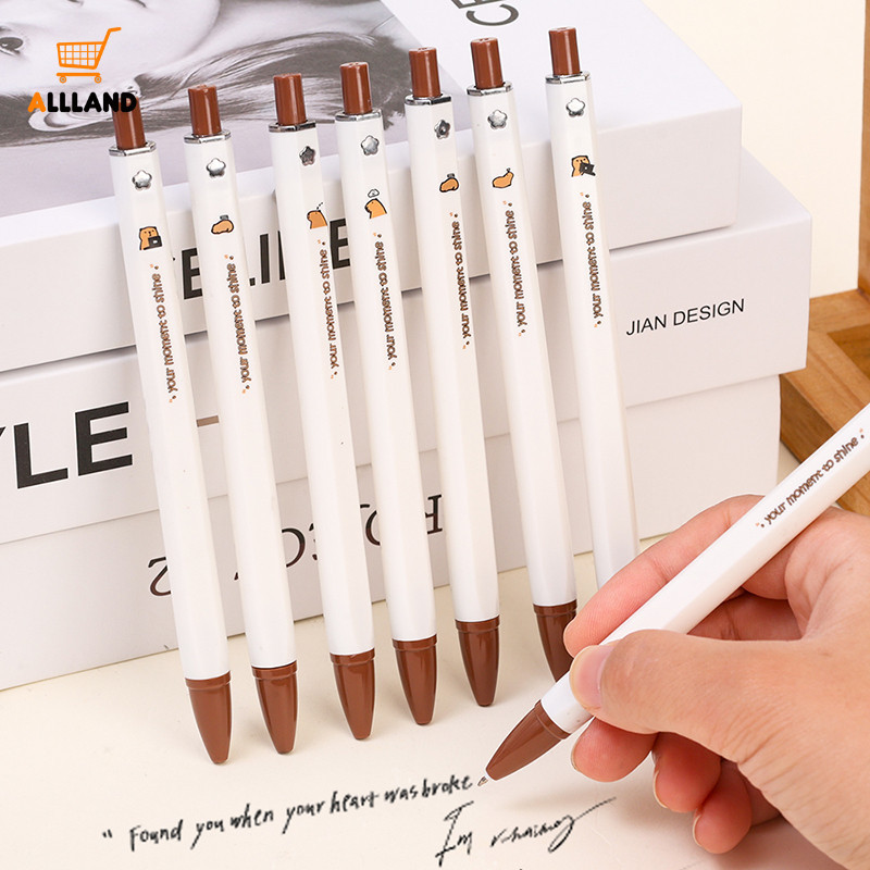 5 Pcs Cartoon Capybara Theme Square Neutral Pen - Portable Push Action ...