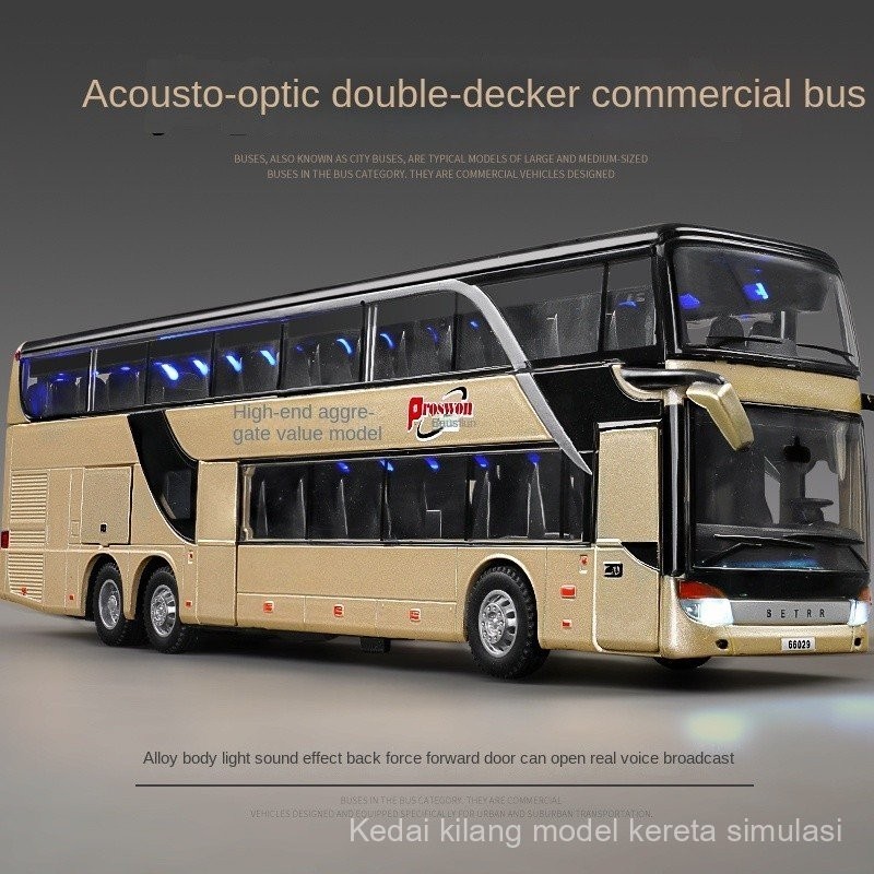 Bus Toy Simulation Alloy Model Children's Double-Decker Bus Boy Car Bus ...