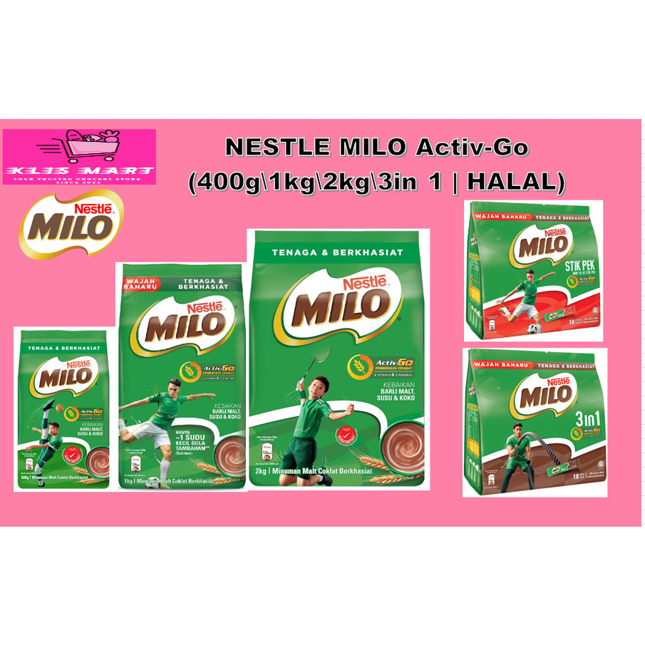 NESTLE MILO Activ-Go (400g\1kg\2kg\3in 1 | HALAL) | Shopee Malaysia