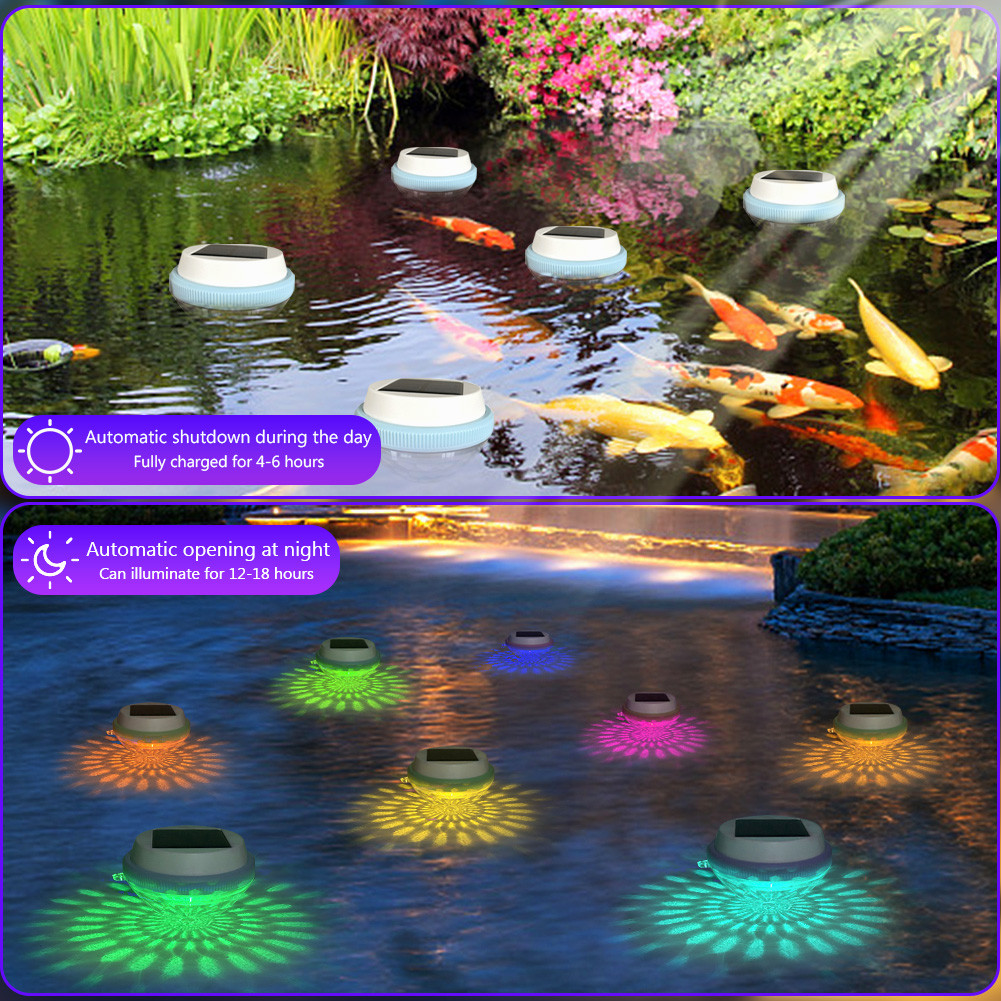 Solar Powered Floating Lights Vibrant RGB Colors Rechargeable Pool ...