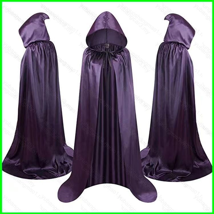 Halloween cape black death cloak with hat Witch demon costume Vampire ...