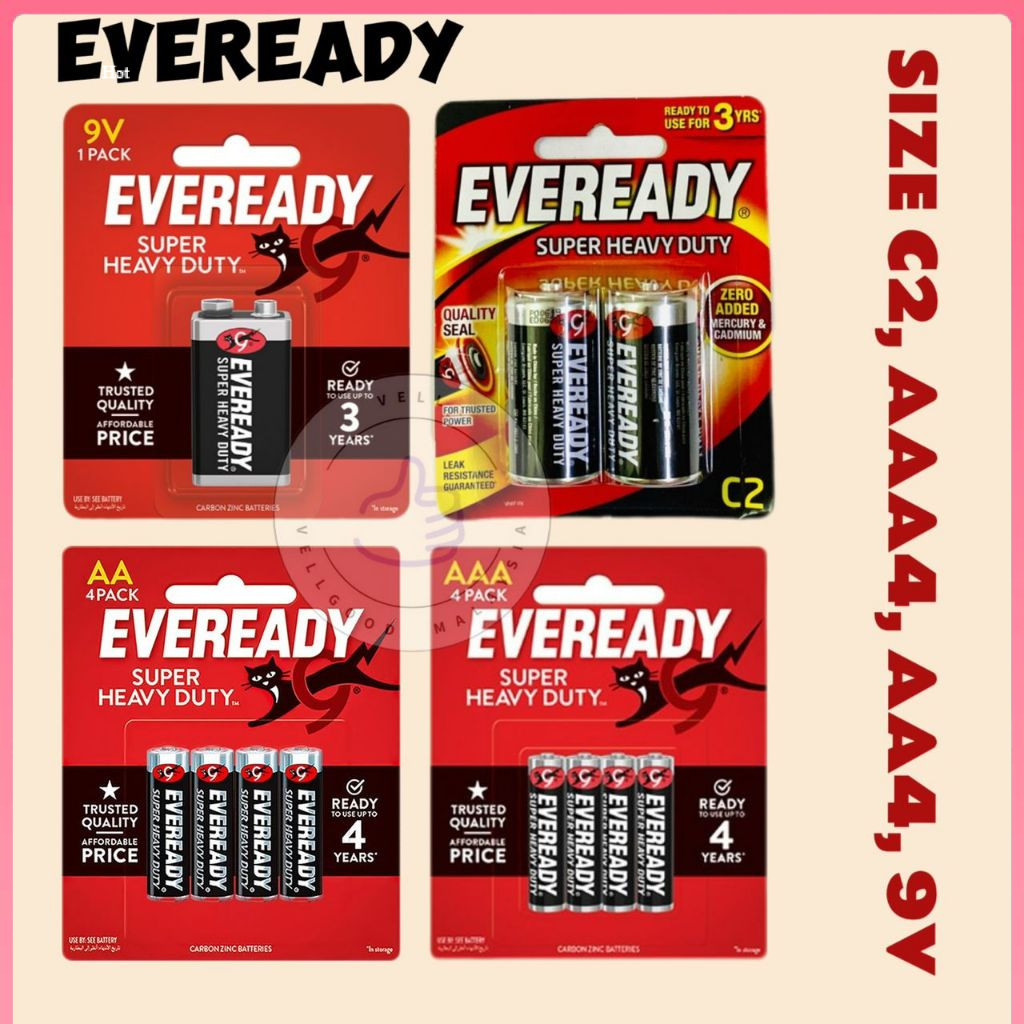 EVEREADY SUPER HEAVY DUTY BATTERY AA / AAA / 9V | Shopee Malaysia