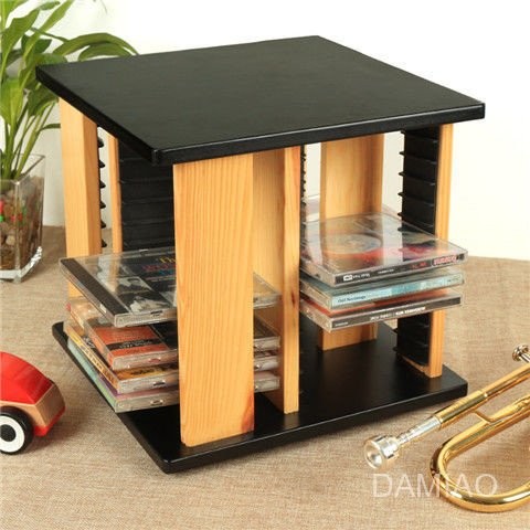 Solid Wood CD Rack Desktop CD Rack Rotating CD Rack Disc Rack CD ...