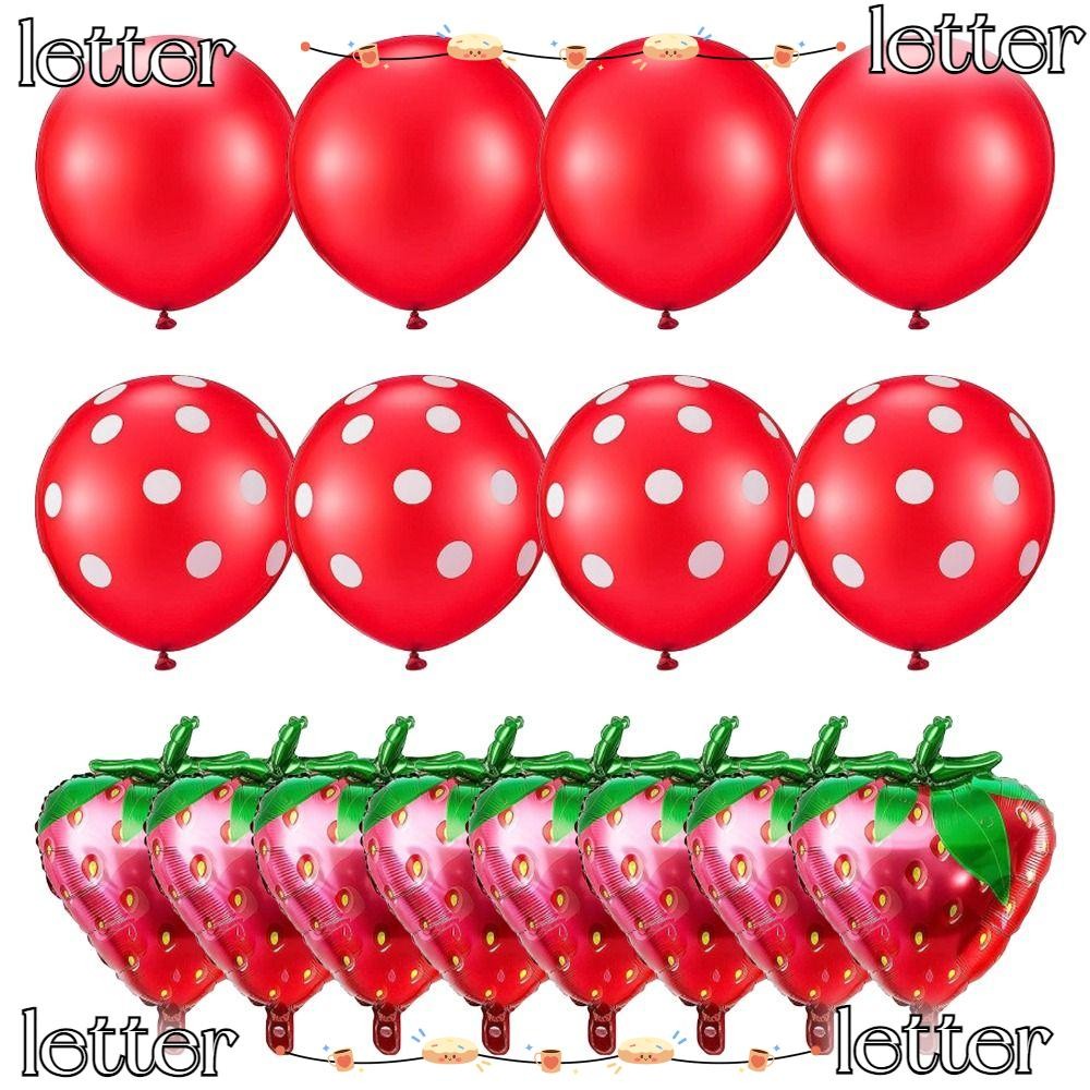 LETTER Fruit Jumbo Foil Balloons, Latex Red Strawberry Balloons ...