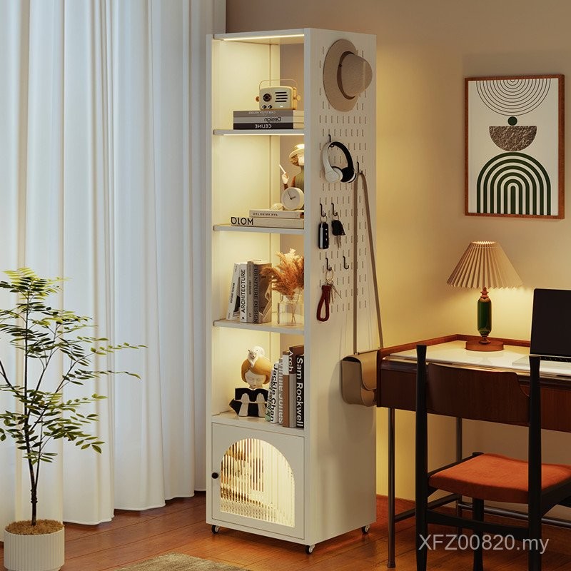 Rotating 360°Shelf Mirror Cabinet Bookshelf Bookcase Steel Wheeled ...