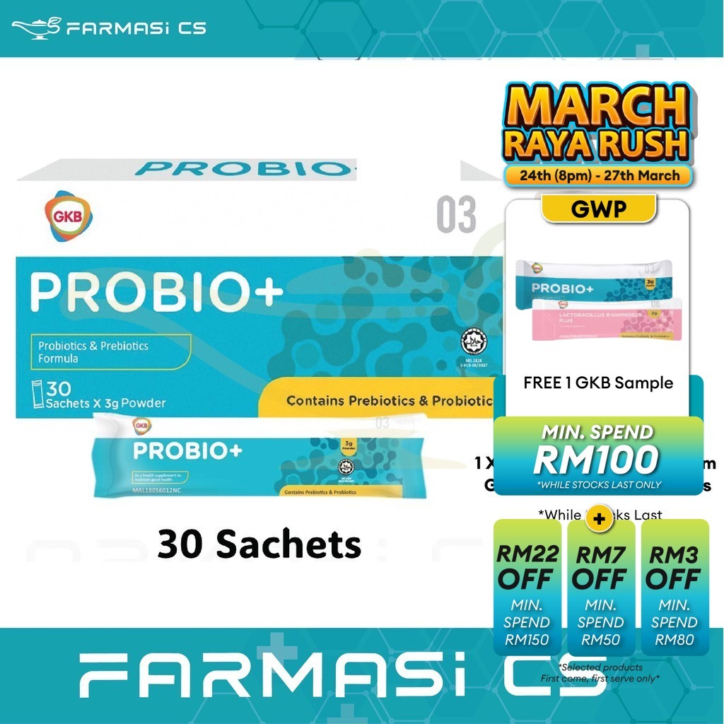 GKB Probio+ Probiotics & Prebiotics Formula 30 Sachets x 3g Powder EXP ...