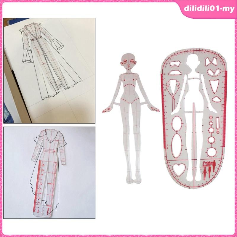[DilidilidaMY] 2 Pieces Fashion Template Ruler Models Fashion ...