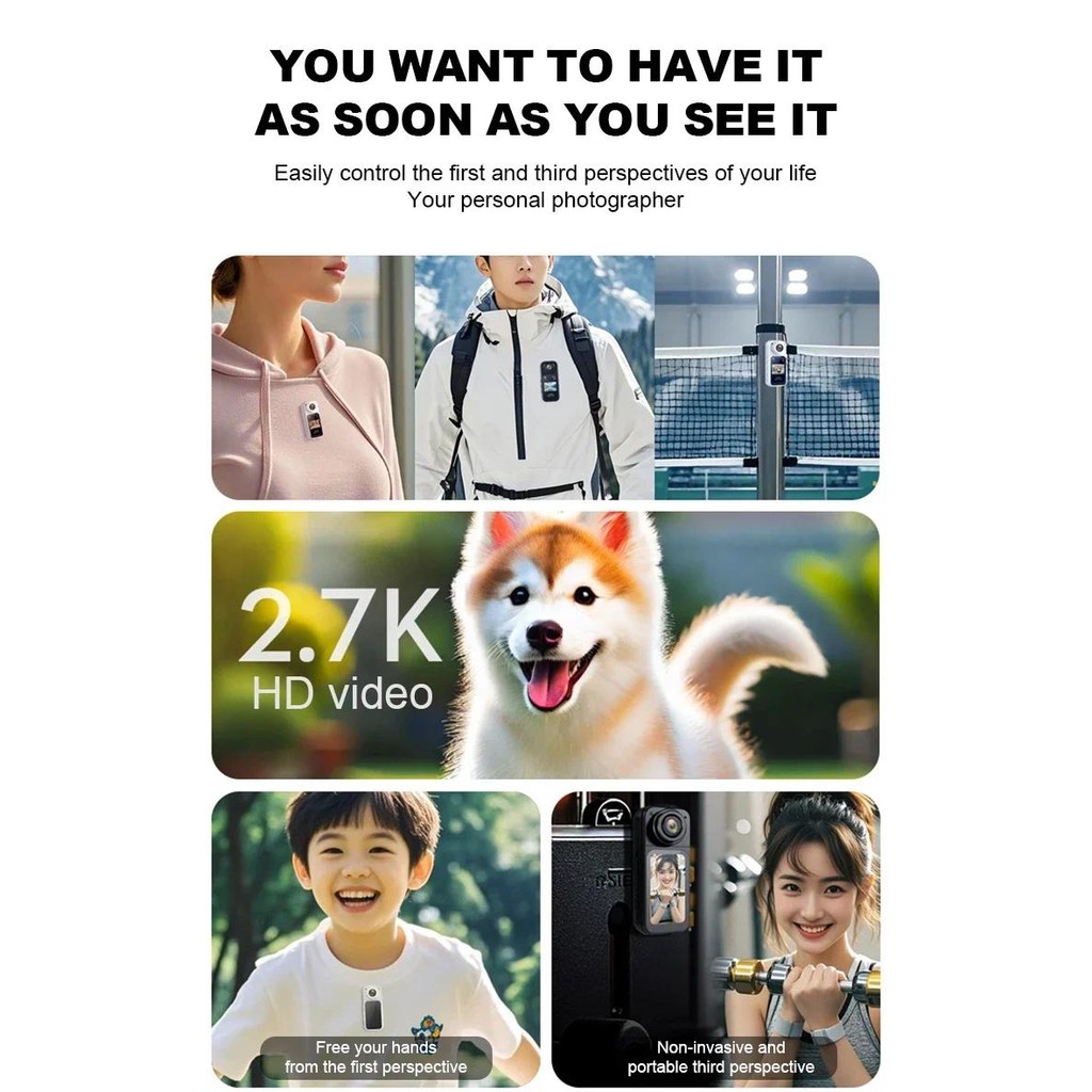 S70 Sports Mini Camera – 2.7K Dual Recording, 180° Rotatable Lens WIFI ...