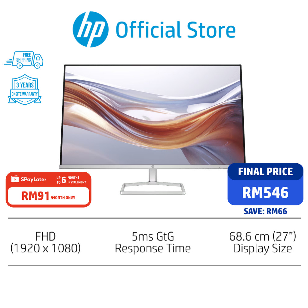 HP Series 5 527sf Monitor / 27" FHD / 1920 x 1080 / IPS / 3 Years ...