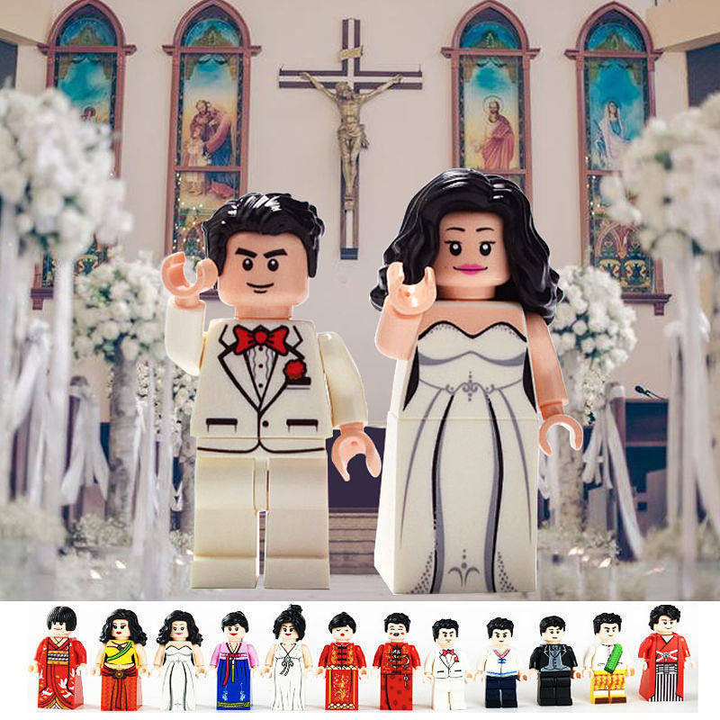 Bridegroom Bride Wedding Building Blocks Little Doll Wedding Souvenir ...