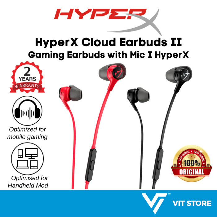 HyperX Cloud Earbuds II Gaming Earbuds with Mic 705L8AA Red / 70N24AA Black | In-Ear Wired ...