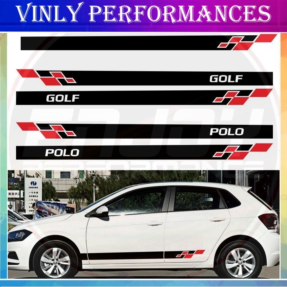 2PCS Sport Stripes Car Door Side Skirt Sticker Auto Body Decor Vinyl ...