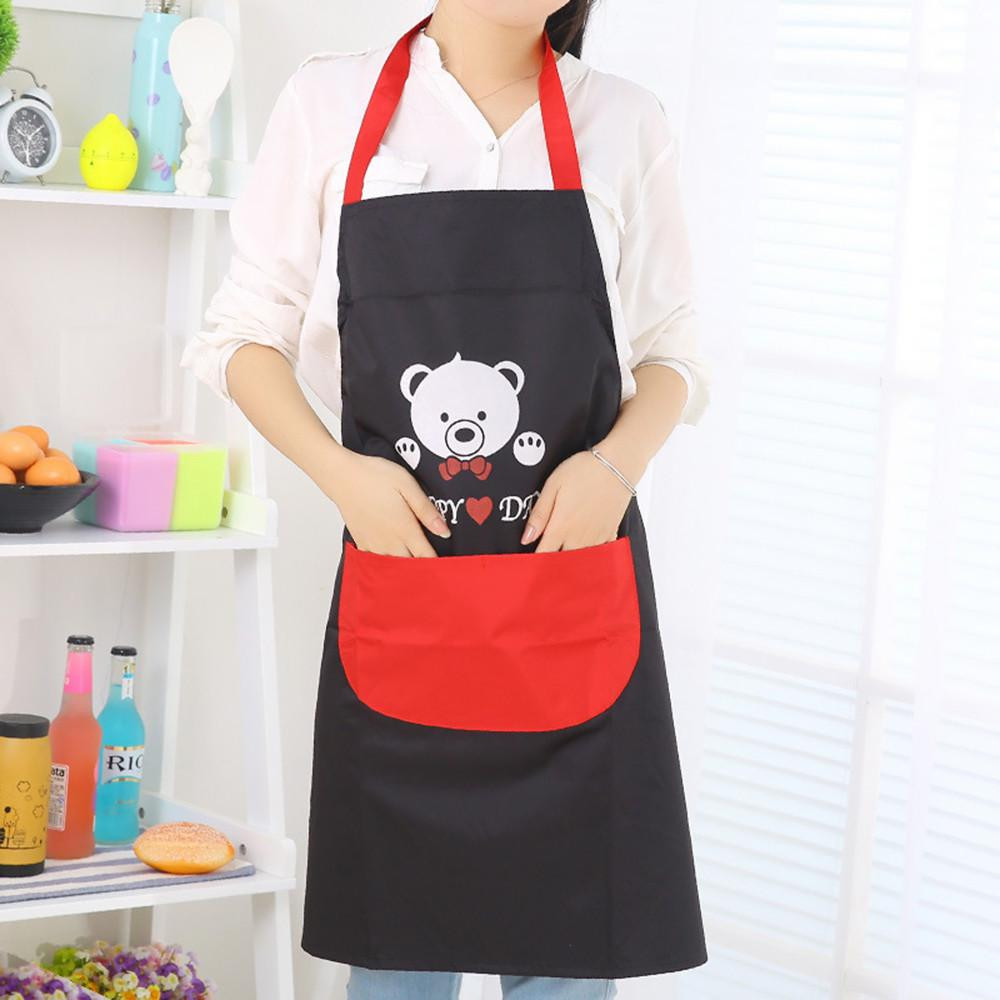 Basupply Cooking Apron Waterproof Kitchen Apron Pockets Cartoon Pattern ...
