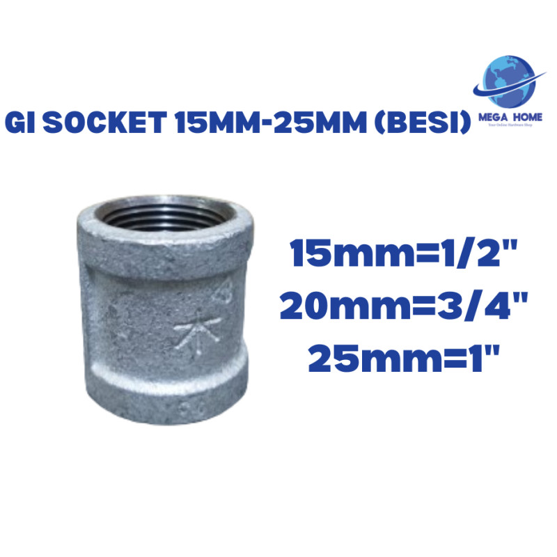 (READY STOCK) 15MM-25MM GI SOCKET (BESI) | Shopee Malaysia