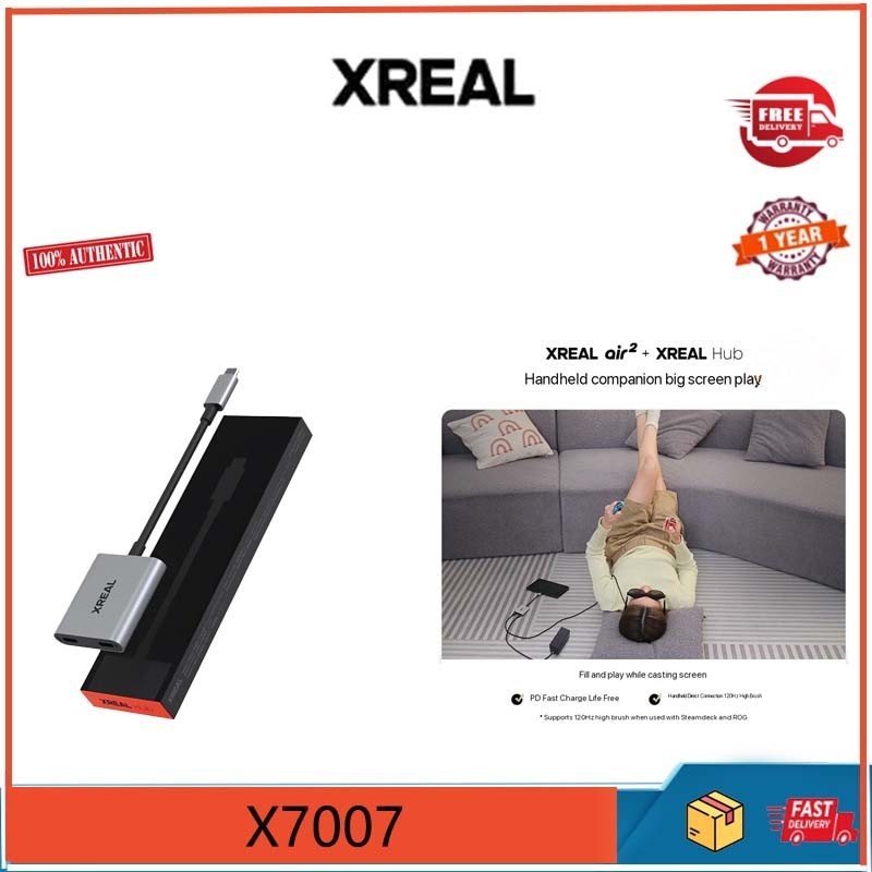 XReal X7007 Hub glasses 2-in-1 fast charging adapter, XReal Air/Air2 portable video adapter ...