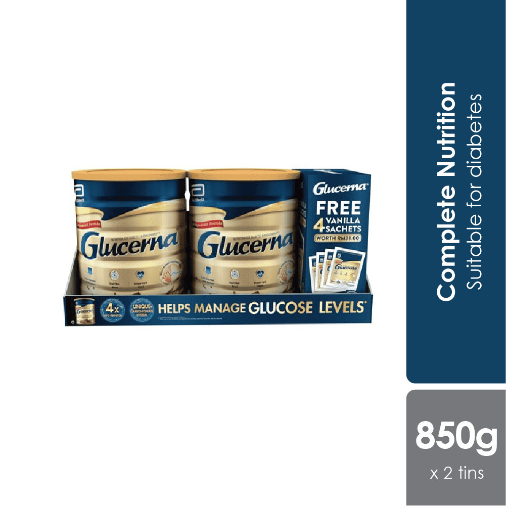 Abbott Glucerna Gold Choc 850g x 2 Free 4 Sachets | Diabetes Formula ...