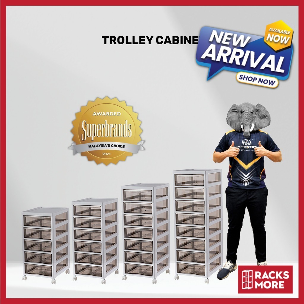 RACKSMORE 3/4/5/6/7/8 Tier Trolley Storage Drawer Movable Rack Cabinet ...