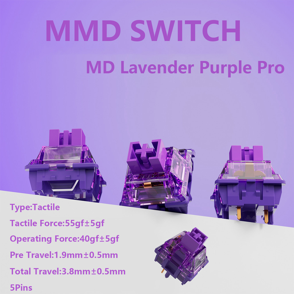 MMD MD Lavender Purple Pro Switches 5 Pin 40gf Tactile Switch Dustproof ...