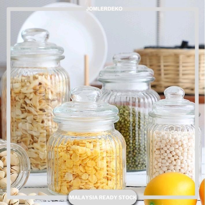 Balang kaca kedap udara jalur menegak botol perasa makanan balang teh ...