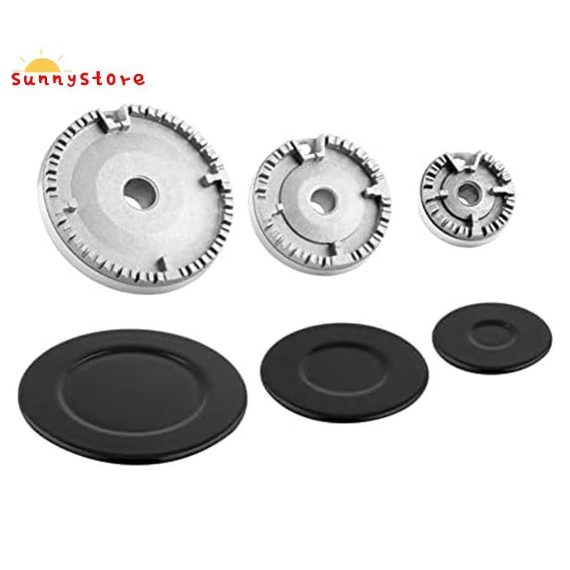 3 Pack Burner Caps and Burner Head Replacement Kit Universal Cooker Hat ...