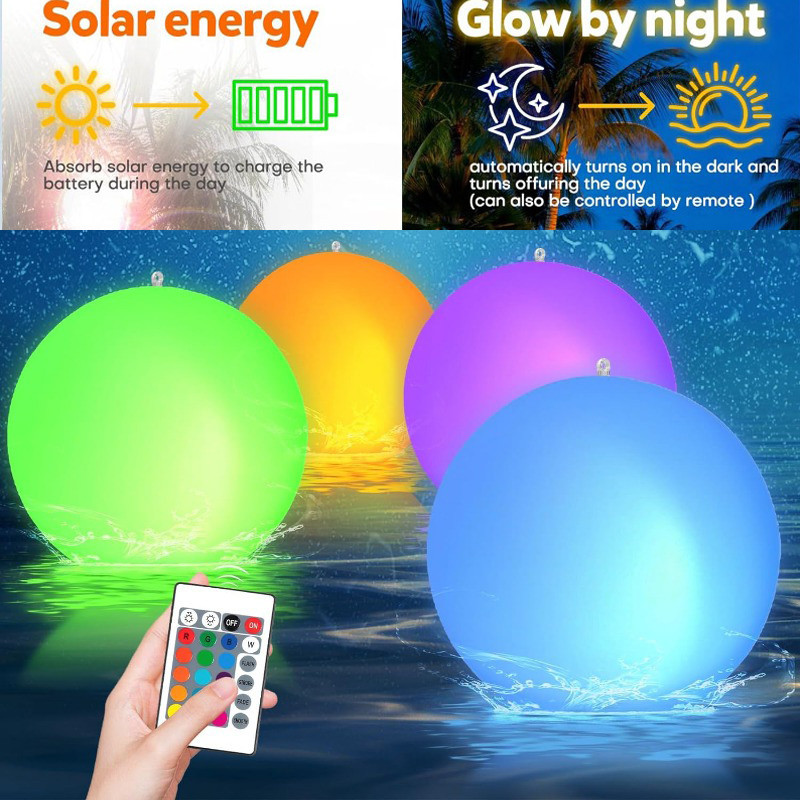 Solar Floating Pool Lights , 14 inch Floating Pool Lights Solar Powered ...