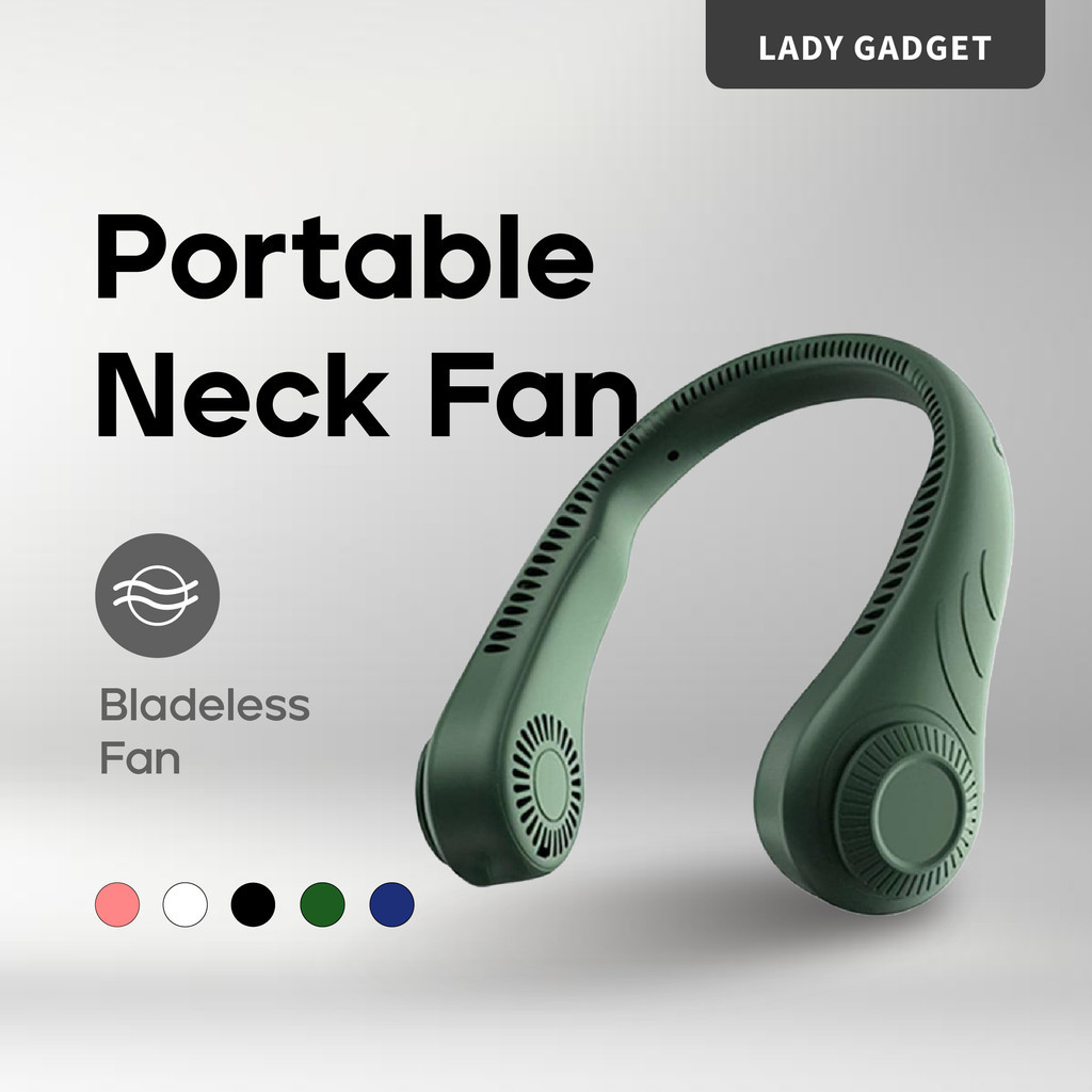 Mini Neck Fan Portable USB Rechargeable Lazy Neck Hanging Style Dual ...