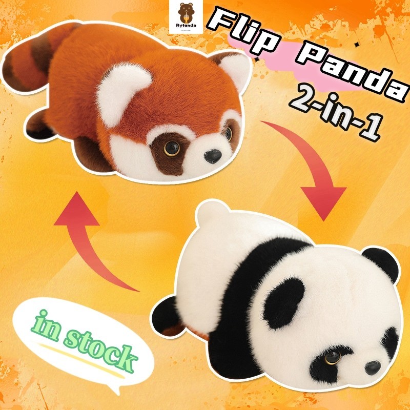 Rytanda in Stock Panda Red Raccoon Plush Toy Flip Panda Transforming ...