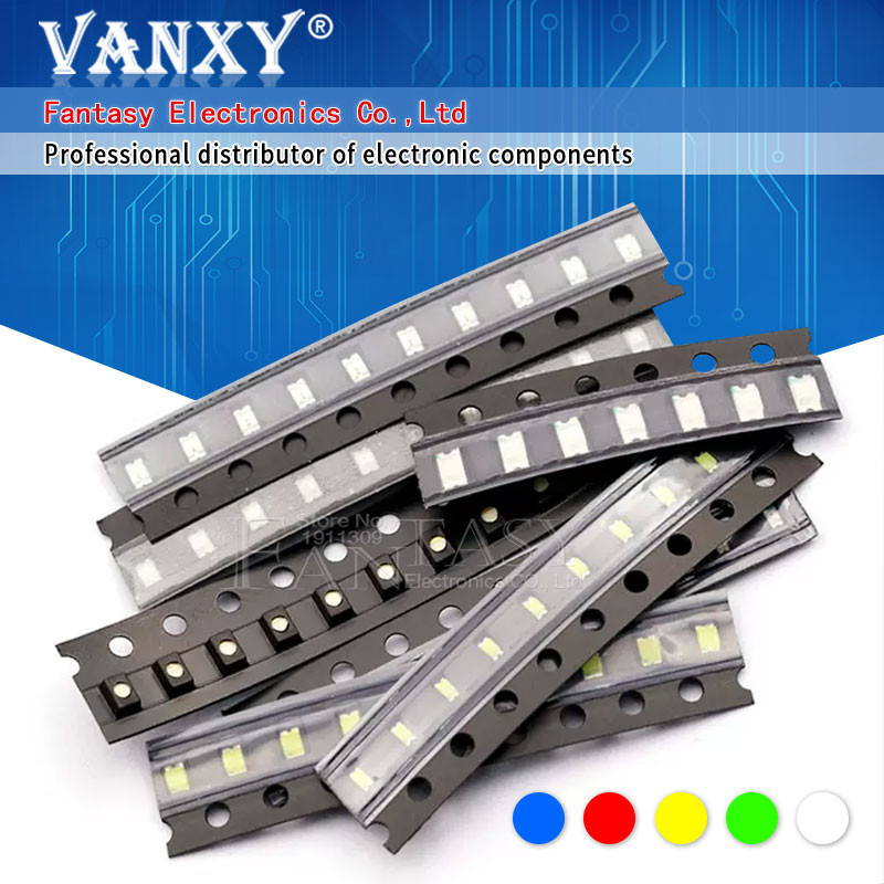 100pcs 0402 0603 0805 1206 3528 1210 5050 5730 SMD LED Red Yellow Green ...